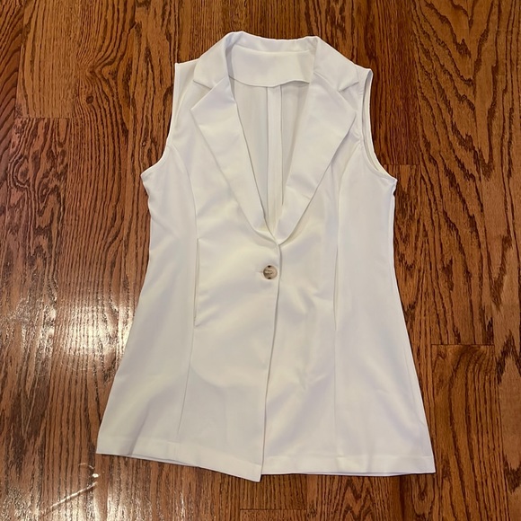 Jackets & Coats | Single Breasted Long White Vest | Poshmark